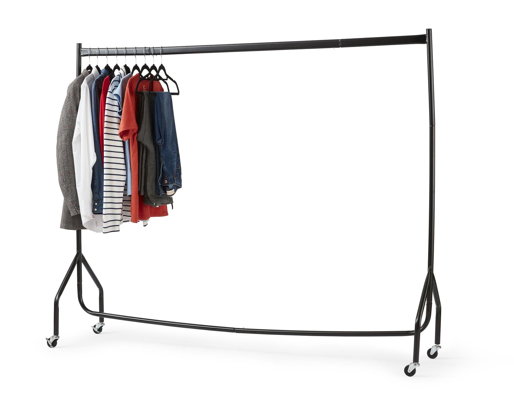 Extra Heavy Duty Black Steel Clothes Rail with Locking Wheels – 6ft, 5 ...
